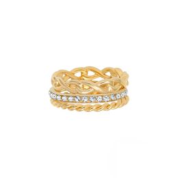 Elli Damen Solit&auml;rring "Ring Set Infinity 925 Silber, mit Kristallen von Swarovski", 56mm,mit Steinen, Silber 925 (Sterlingsilber), gold, Silber 925