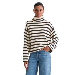 Marc O'Polo Strickpullover MARC O'POLO "aus Heavy Weight Cotton", Damen, Gr. L, sanftes wei&szlig;, Obermaterial: 100% Baumwolle, gestreift, Pullover Strickpullover