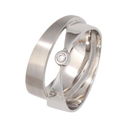 Jobo Damen Diamantring "Wei&szlig;goldring breit", 56, SI = kleine Einschl&uuml;sse, Diamanten Wei&szlig;gold 585, silber, Diamanten, Wei&szlig;gold 585, Fingerringe, 585