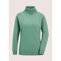 Madeleine Mode MADELEINE Damen Rollkragenpullover "Kaschmirpullover Rollkragenpullover mit Rippstrick-Details", gr&uuml;n, Gr. 40, Obermaterial: 100% Kaschmir WS.,