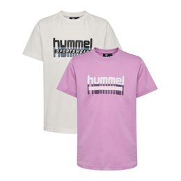 Hummel M&auml;dchen T-Shirt "hmlTUKAS T-SHIRT S/S 2-PACK"smoky grape, marshmallow, Gr. 164, Obermaterial: 100% Baumwolle, Shirts, f&uuml;r Kinder