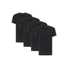Mustang Herren T-Shirt "T-Shirt Style Amado 4-Pack 4er Pack", schwarz, Gr. XL, Obermaterial: 95% Baumwolle CO(Bio). 5% Elasthan EL., Shirts
