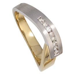 Jobo Damen Goldring "Bicolor Ring", 54, P1 = bei 10-facher Vergr&ouml;&szlig;erung erkennbare Einschl&uuml;sse, Diamanten Gelbgold 585 Wei&szlig;gold 585, gold, Diamanten,