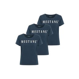 Mustang Damen T-Shirt "T-Shirt Style Alma 3P 3er Pack", blau, Gr. S, Obermaterial: 100% Baumwolle CO., Shirts