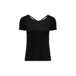 Only Damen T-Shirt "T-Shirt ONLBERA BACK LACE UP TO 1er Pack", schwarz, Gr. XL, Obermaterial: 95% Viskose CV. 5% Elasthan EL., Shirts