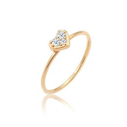 Elli DIAMONDS Damen Verlobungsring "Herz Trio Diamant (0.075 ct.)Romantik 585 Gelbgold", 54mm, 0,02 P1 = bei 10-facher Vergr&ouml;&szlig;erung erkennbare