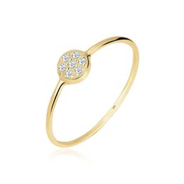 Elli DIAMONDS Damen Verlobungsring "Kreis Scheibe Diamant 0.035 ct. 375 Gelbgold", 52mm, 0,04 P1 = bei 10-facher Vergr&ouml;&szlig;erung erkennbare Einschl&uuml;sse,