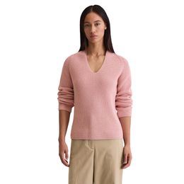 Marc O'Polo Strickpullover MARC O'POLO "aus reinem Organic Cotton", Damen, Gr. L, natural rose, Obermaterial: 100% Baumwolle, unifarben, V-Ausschnitt, Pullover Strickpullover