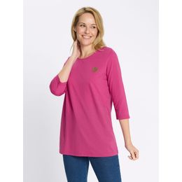 Longshirt Classic Basics "Longshirt", Damen, Gr. 50, magenta, 100% Baumwolle, unifarben, Rundhals, Shirts Longshirt