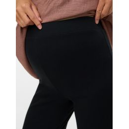MAMALICIOUS Damen Umstandshose "MLEMILY JRS HW RELAXED LEGGINGS NOOS", schwarz, Gr. S, unifarben, Jersey, Obermaterial: 95% Baumwolle, 5% Elasthan,
