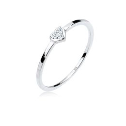 Elli DIAMONDS Damen Verlobungsring "Herz Symbol Diamant 0.04 ct. 925 Silber", 54mm, P1 = bei 10-facher Vergr&ouml;&szlig;erung erkennbare Einschl&uuml;sse, Silber