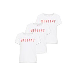 Mustang Damen T-Shirt "T-Shirt Style Alma 3P 3er Pack", wei&szlig;, Gr. XS, Obermaterial: 100% Baumwolle CO., Shirts