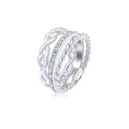 Elli Damen Solit&auml;rring "Ring Set Infinity 925 Silber, mit Kristallen von Swarovski", 58mm,mit Steinen, Silber 925 (Sterlingsilber), silber, Silber