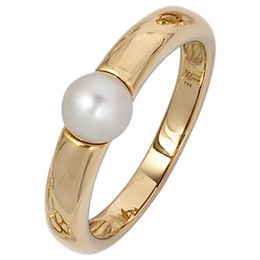 Jobo Damen Perlenring "Goldring", 52, Gelbgold 585 Perlengelbgold 585, Gelbgold 585, Perlen, Fingerringe, 585 Gold mit einer Perle 5,5 mm