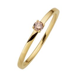 OROLINO Damen Fingerring "585/-Gelbgold glanz 1 Brill. 0,10ct. braun", 060 (19,1), 0,1 P2 = erkennbare Einschlüsse, Gold, gelb, Gold, Fingerringe