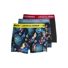 Jack & Jones JACK & JONES Herren Trunk "JACFLOWER BIRD TRUNKS 3 PACK NOOS", Gr. XL, blau, Jersey, Obermaterial: 95% Baumwolle, 5% Elasthan, bedruckt, Unterhosen