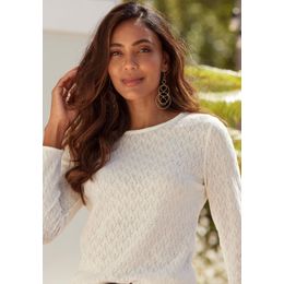 Vivance Damen Langarmshirt, creme, schwarz, Gr&ouml;&szlig;e 36/38