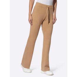 Heine Witt Damen Strickhose mit leicht ausgestelltem Bein, camel, Gr&ouml;&szlig;e 48