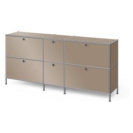Tchibo - Gro&szlig;es Metall-Sideboard &raquo;Cn3&laquo; mit 6 Klappenf&auml;chern - 190x40x89,5cm - taupe - Stahl / Aluminium / Kunststoff