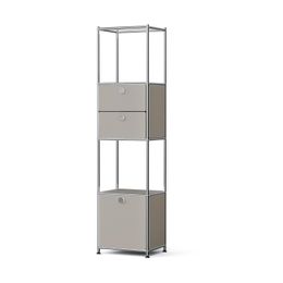 Tchibo - Metall-Regal &raquo;Cn3 Slim Line&laquo; mit 2 versetzbaren Schubladen und 1 versetzbaren Klappe - 40x30,5x158,5cm - hellgrau - Stahl / Aluminium /