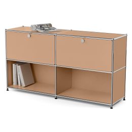 Tchibo - Metall-Sideboard &raquo;Cn3&laquo; mit 2 versetzbaren Klappenf&auml;chern - 152x40x82,5cm - braun - Stahl / Aluminium / Kunststoff