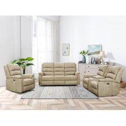 Vente-unique Relaxsofa elektrisch 2-Sitzer - Stoff - Taupe - NEVERS 1396761