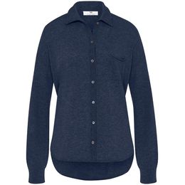 Peter Hahn - Strickhemd, blau, Gr. 42 / M - Schurwolle