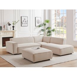 Vente-unique Gro&szlig;es Ecksofa - Ecke rechts - Cord - Beige - BORORE von PASCAL MORABITO 2750061