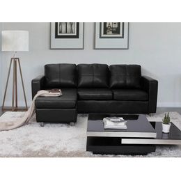 Vente-unique Ecksofa - Kunstleder - Schwarz - ACKLEY 236066