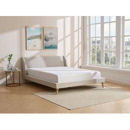 Vente-unique Bett - Skandinavischer Stil - 160 x 200 cm - Stoff - Beige - BENEDICTE 13191095
