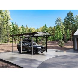 Vente-unique Freistehender &uuml;berdachter Carport - f&uuml;r 1 Fahrzeug - 15,15 m&sup2; - Aluminium - Anthrazitgrau - BARESA 12337964