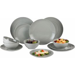 Flamefield Non-Slip Melamin Geschirr-Set 12 teilig Seramika Cool Grey - Kunststoff und Melamin Geschirr-Sets