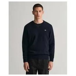 Gant f&uuml;r Herren. 87212 V-Ausschnitt-Pullover navy (L), L&auml;ssig, Wolle, Langarm, Marine