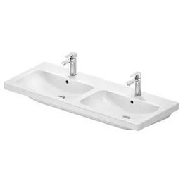 Duravit D-Code Doppelwaschtisch, mit 2 Hahnl&ouml;cher, mit &Uuml;berlauf, 1200x480x165mm, Wei&szlig; Hochglanz, 24001200002