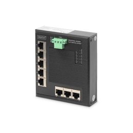 Digitus 8 Port Gigabit Ethernet Netzwerk Switch, Flat, Industrial, Unmanaged
