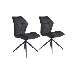 ByLiving Esszimmerstuhl IMKE, 2-er Set, Kunstleder schwarz, Gestell schwarz