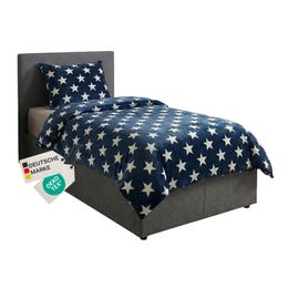 NYVI Winter Bettw&auml;sche CozyStar Soft 2-teilig 1x Bettbezug 135x200 + 1x Kissenbezug 80x80 Sterne Farbe:Dunkelblau