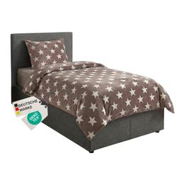 NYVI Winter Bettw&auml;sche CozyStar Soft 2-teilig 1x Bettbezug 135x200 + 1x Kissenbezug 80x80 Sterne Farbe:Aubergine