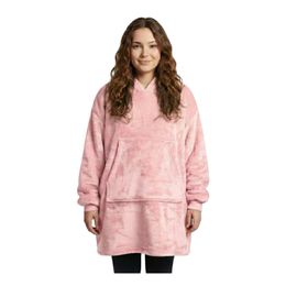 NYVI IamFlauschi Hoodie Decke mit &Auml;rmeln, Kapuze und K&auml;ngurutasche - Mit flauschiger Sherpa Innenseite - Tragbare Flanell Decke zum Anziehen f&uuml;r Erwachsene & Jugendliche Gr&ouml;&szlig;e:S/M 75x75 cm;Farbe:Ros&eacute;-Pink
