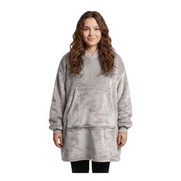 NYVI IamFlauschi Hoodie Decke mit &Auml;rmeln, Kapuze und K&auml;ngurutasche - Mit flauschiger Sherpa Innenseite - Tragbare Flanell Decke zum Anziehen f&uuml;r Erwachsene & Jugendliche Farbe:Grau;Gr&ouml;&szlig;e:S/M 75x75 cm