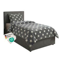NYVI Winter Bettw&auml;sche CozyStar Soft 2-teilig 1x Bettbezug 135x200 + 1x Kissenbezug 80x80 Sterne Farbe:Grau