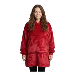 NYVI IamFlauschi Hoodie Decke mit &Auml;rmeln, Kapuze und K&auml;ngurutasche - Mit flauschiger Sherpa Innenseite - Tragbare Flanell Decke zum Anziehen f&uuml;r Erwachsene & Jugendliche Gr&ouml;&szlig;e:S/M 75x75 cm;Farbe:Rot-Burgund