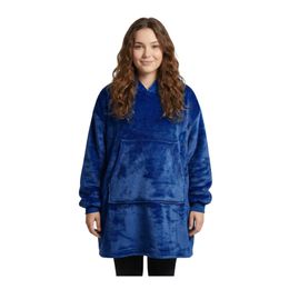 NYVI IamFlauschi Hoodie Decke mit &Auml;rmeln, Kapuze und K&auml;ngurutasche - Mit flauschiger Sherpa Innenseite - Tragbare Flanell Decke zum Anziehen f&uuml;r Erwachsene & Jugendliche Farbe:Navy-Blau;Gr&ouml;&szlig;e:L/XL 95x95 cm