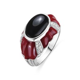 Luxenter Ring 'Rendi' Damen Gr&ouml;&szlig;e 54 bordeaux / schwarz / silber