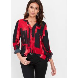 bonprix Chiffon-Longbluse mit Druck, rot