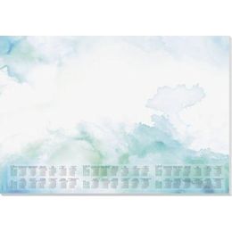 Sigel Papier-Schreibunterlage, Aquarell, gr&uuml;n/blau, ca. A2, Kalender 2026/2027/2028, DE/EN/FR/NL, 30 Blatt