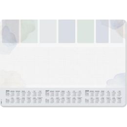 Sigel Papier-Schreibunterlage, Wochenplan, hellgrau/hellblau/hellgr&uuml;n, ca. A2, Kalender 2026/2027/2028, DE/EN/FR/NL, 30 Blatt