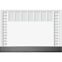 Sigel Papier-Schreibunterlage, Wochenplan, grau, ca. A2, Kalender 2026/2027, DE/EN/FR/NL, Schutzleiste schwarz, 40 Blatt
