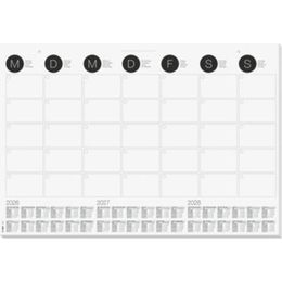 Sigel Papier-Schreibunterlage, Monatsplan, grau, ca. A2, Kalender 2026/2027/2028, DE/EN/FR/NL, 12 Blatt