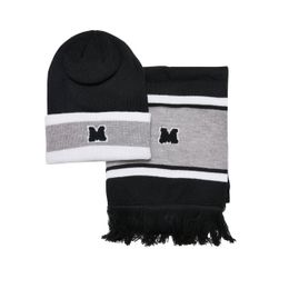Beanie Urban Classics "Urban Classics Unisex College Team Package Beanie and Scarf", Damen, Gr. onesize, schwarz, erdgrau, wei&szlig;, Kunstfaser, M&uuml;tzen Beanie